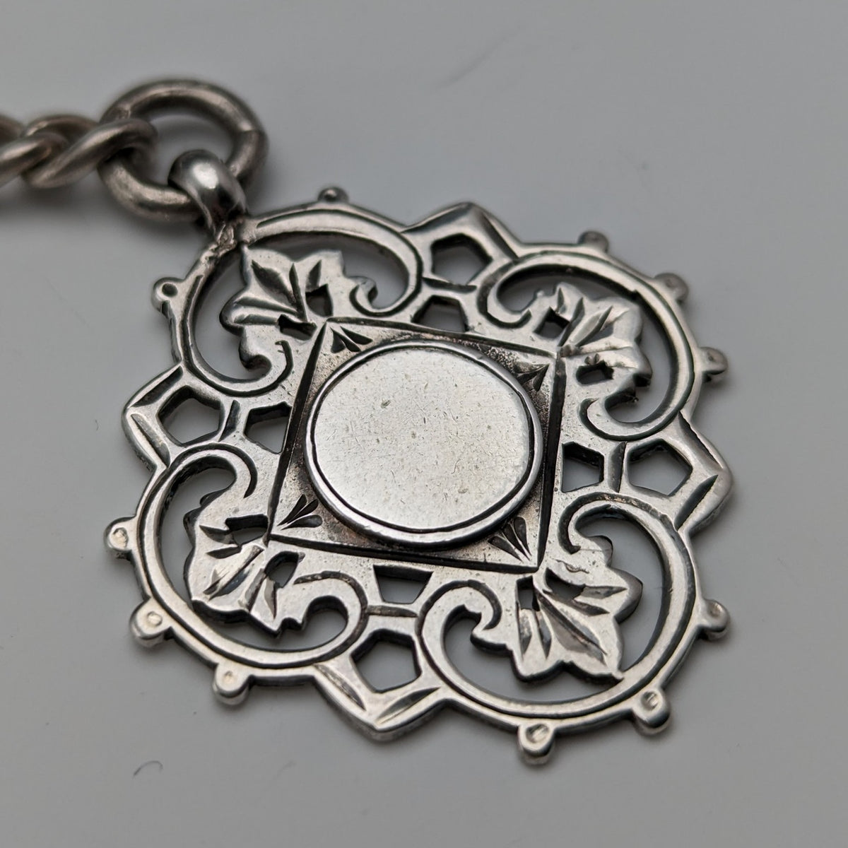 Circa 1900 British Antique Sterling Silver Albert Chain 62g Medal Fob – SILVER-LUG