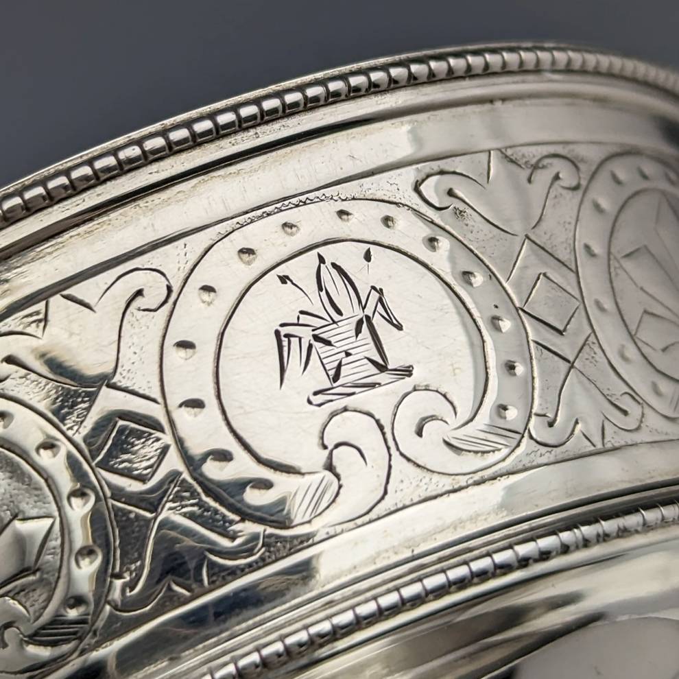 1870 British Antique Pure Silver Salt Dish & Spoon Pair 80g Martin ...