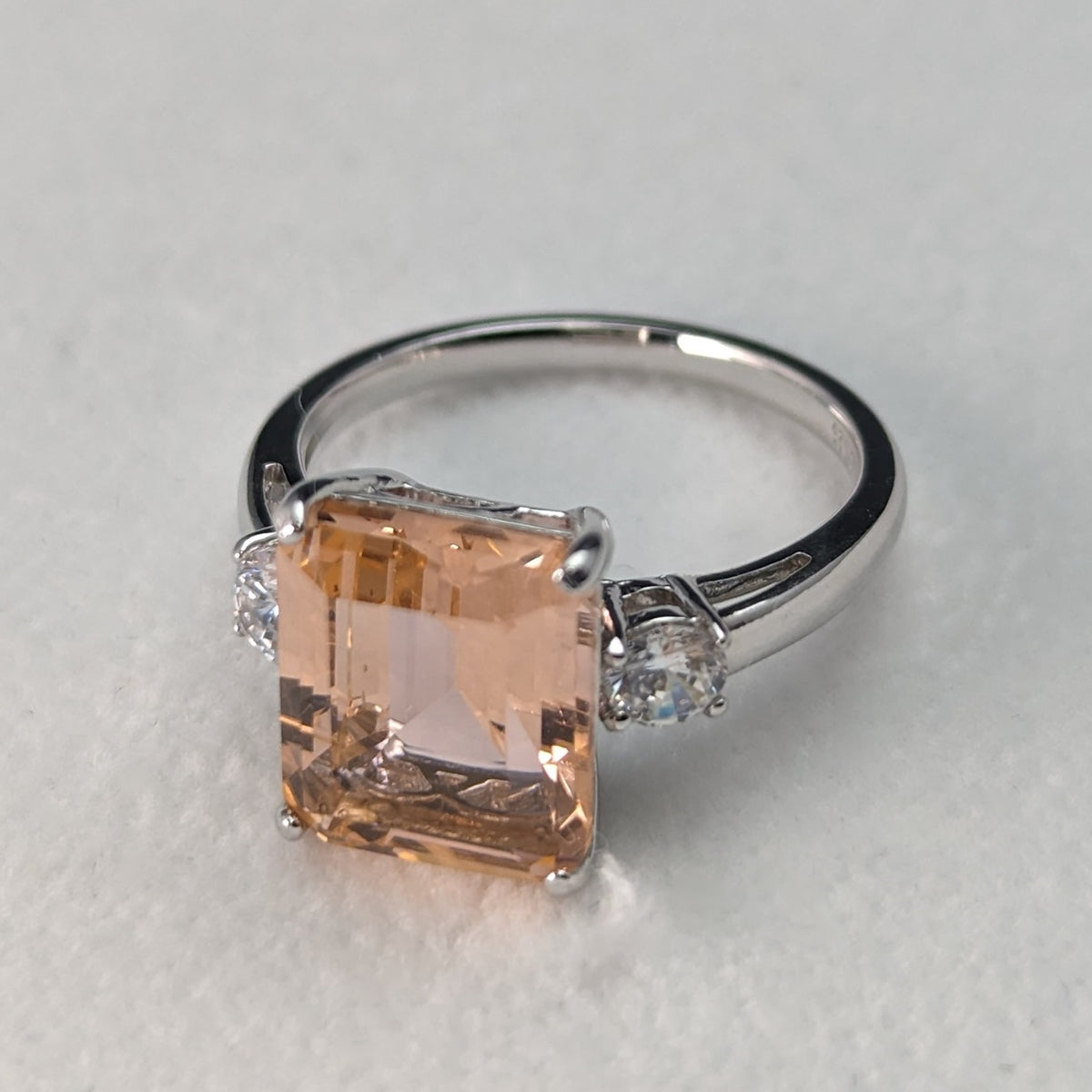 British vintage jewelry peach cubic zirconia pure silver ring – SILVER-LUG