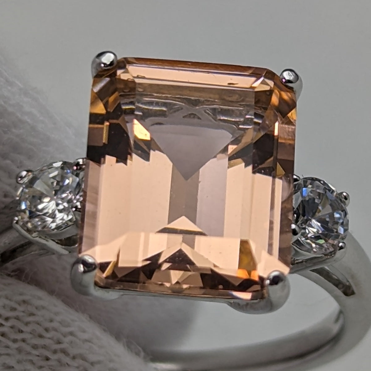 British vintage jewelry peach cubic zirconia pure silver ring – SILVER-LUG