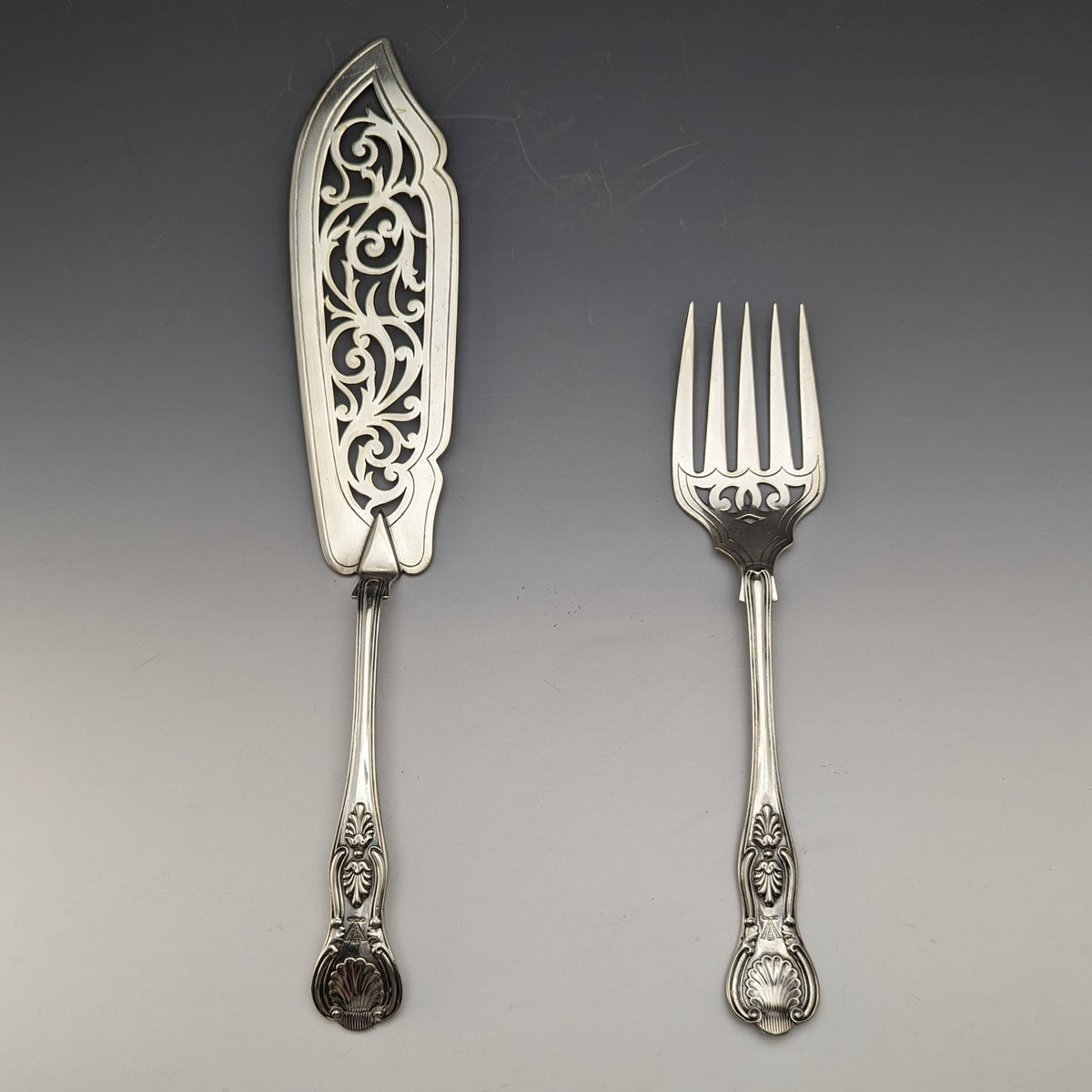 Late 19th century British antique silver plate fish server set – SILVER-LUG