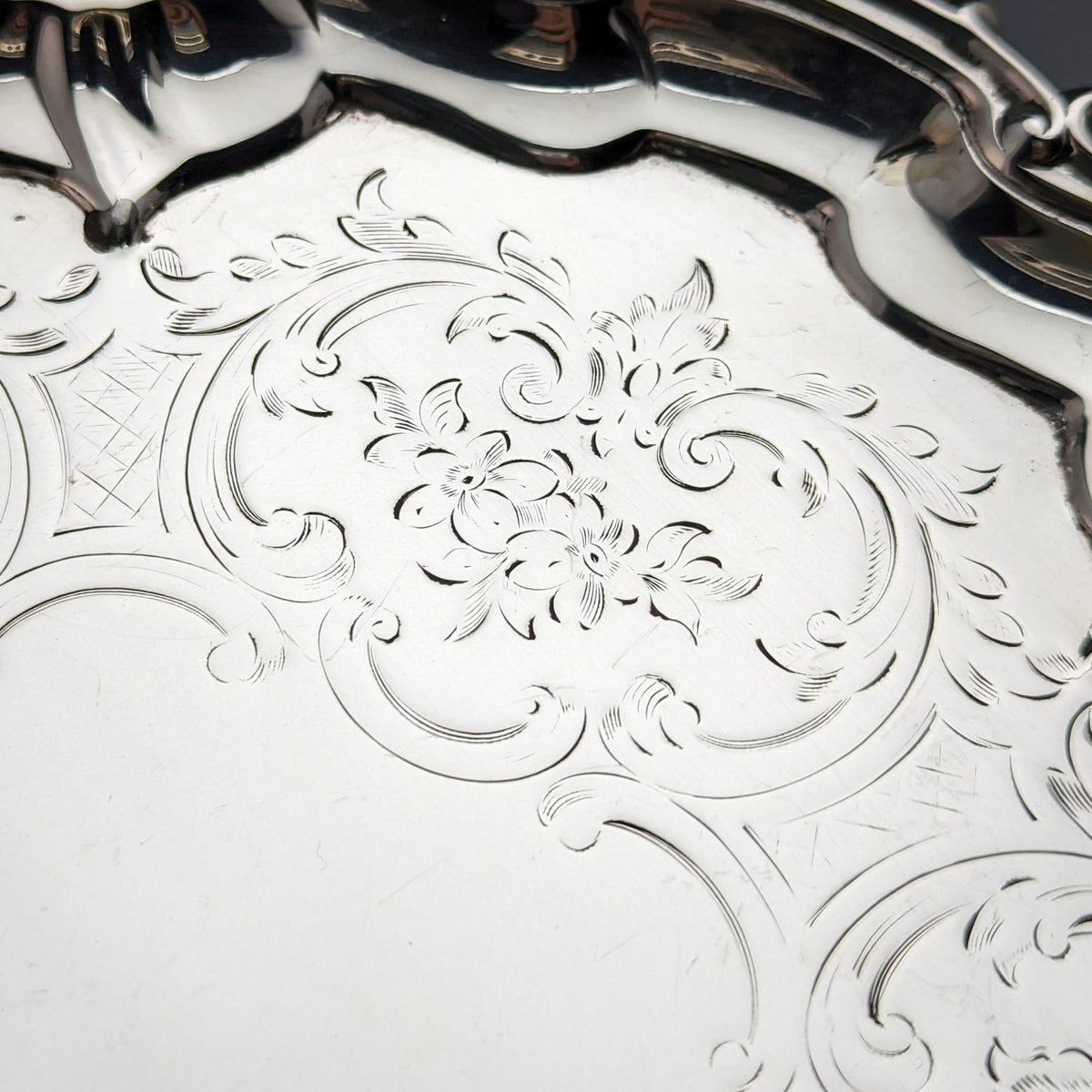 1861 British Antique Sterling Silver Salva Card Tray Diameter 23cm 358 ...