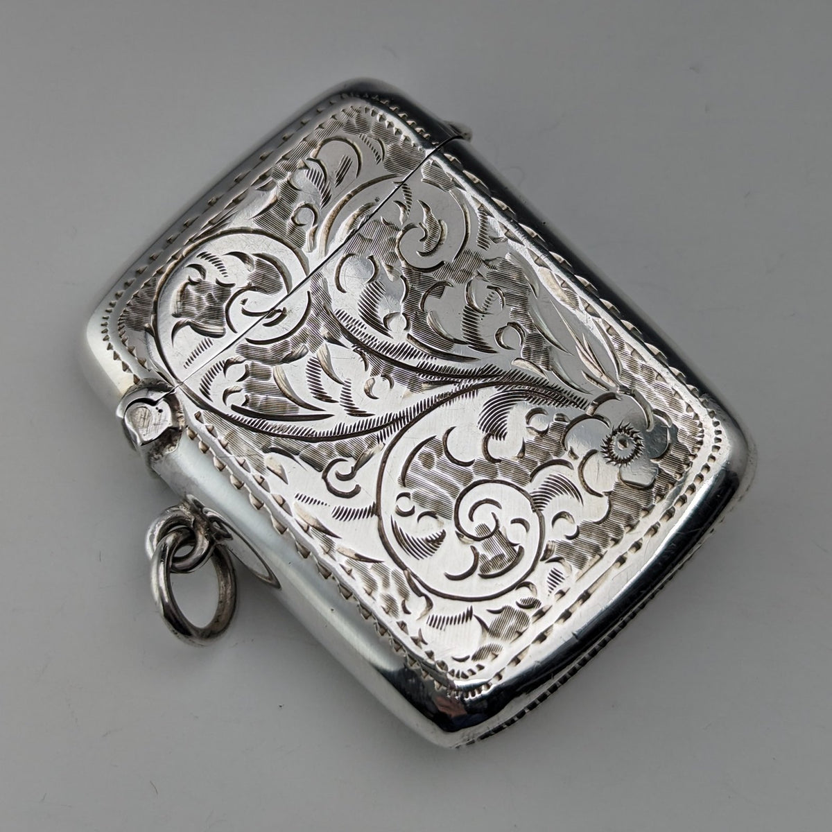 1912 British Antique Sterling Silver Vesta Case Match Case William Hen ...