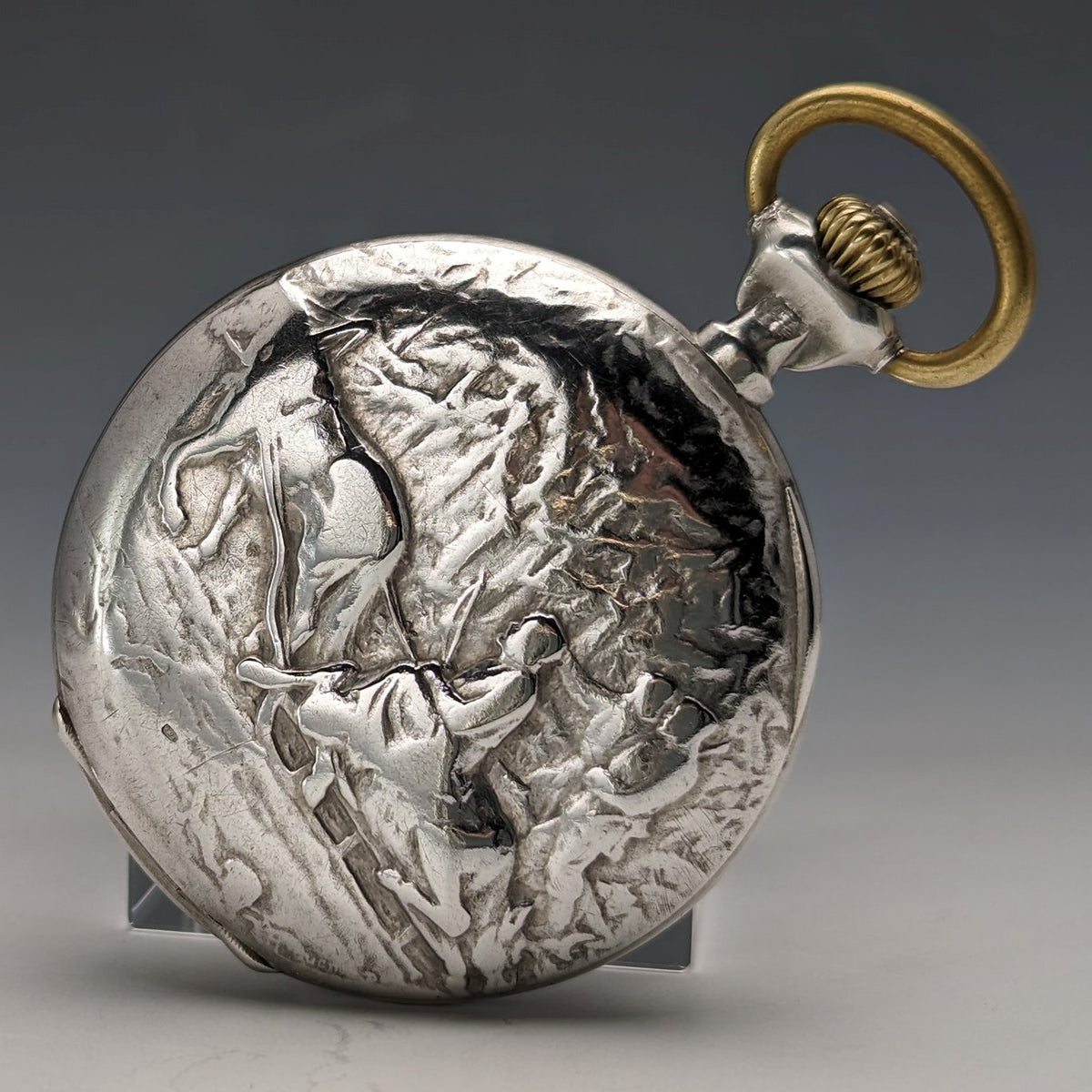 Circa 1912 Antique Zenith pocket watch engraved silver side hunter in ...