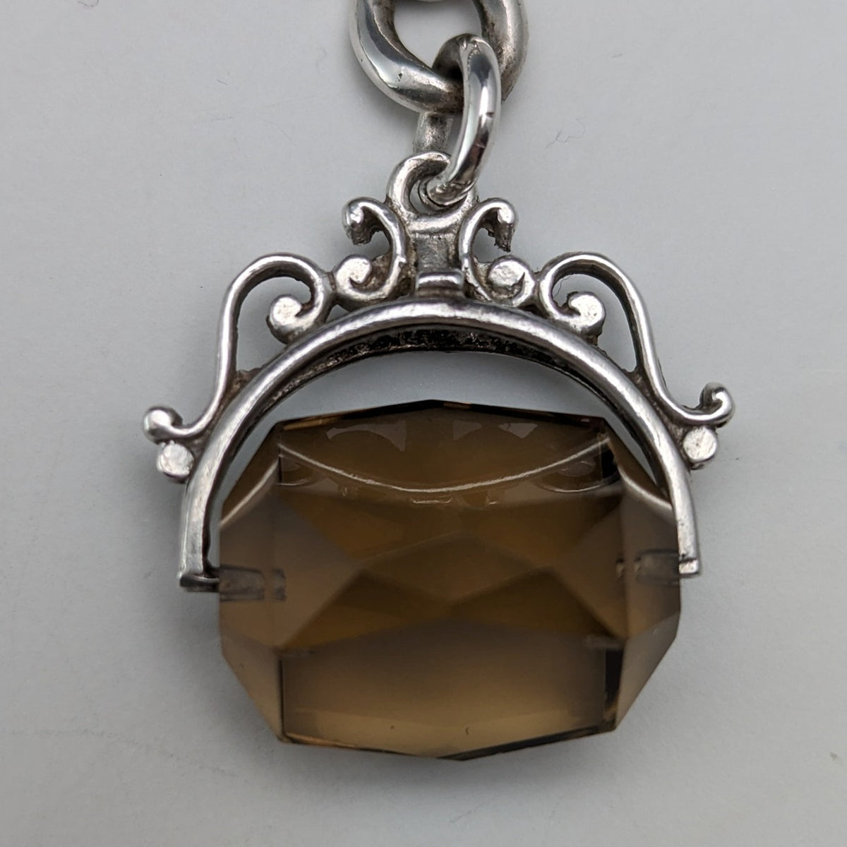 Circa 1890 British Antique Sterling Silver Albert Chain 59g Rotating F ...