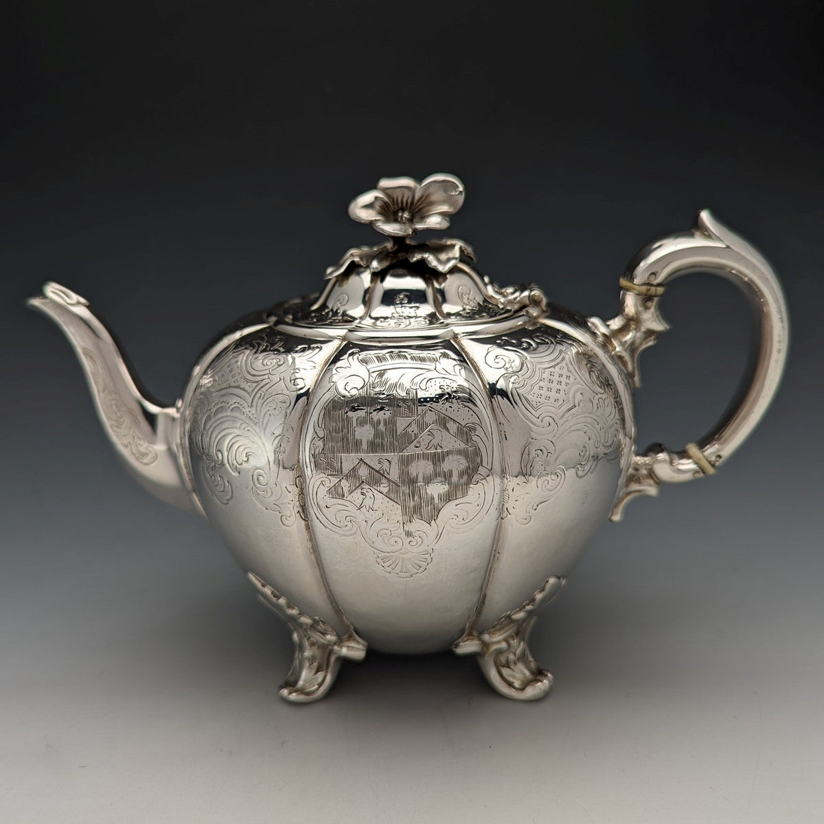 1840 British Antique Sterling Silver Bachelor Teapot 492g Barnard Fami ...
