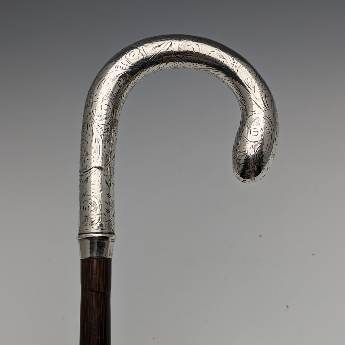 1914 British Antique Ladies Umbrella Sterling Silver Curved Handle 93c ...