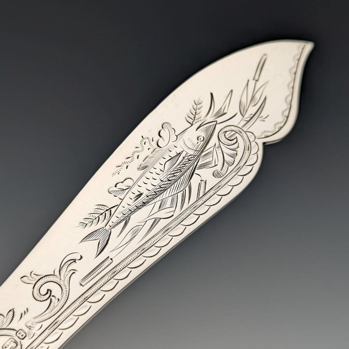 1871 British antique all-sterling silver fish cutlery set, 6 pairs, to ...