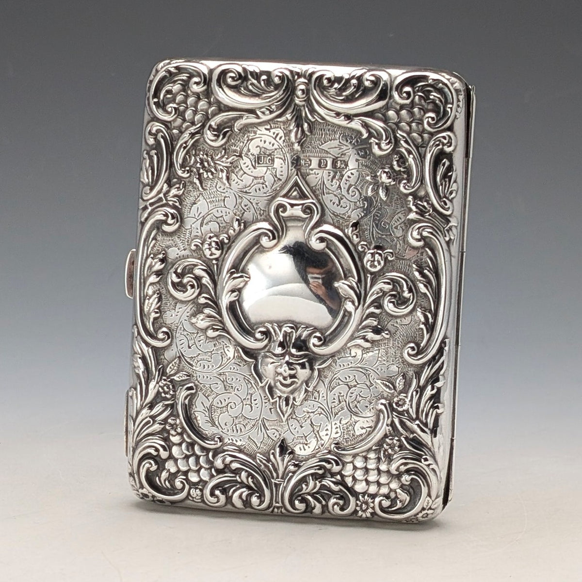1898 British antique sterling silver double-sided extra thick card cas ...
