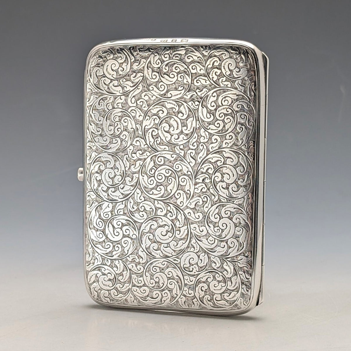 1895 British antique sterling silver double door card case, 123g, Deak ...