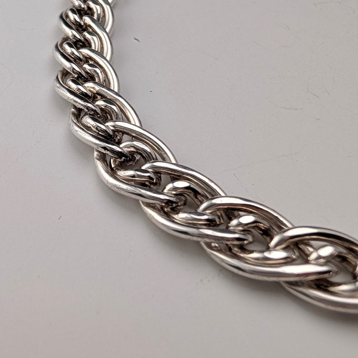 British Vintage Sterling Silver Double Curb Chain Necklace 45cm 50g BJ ...